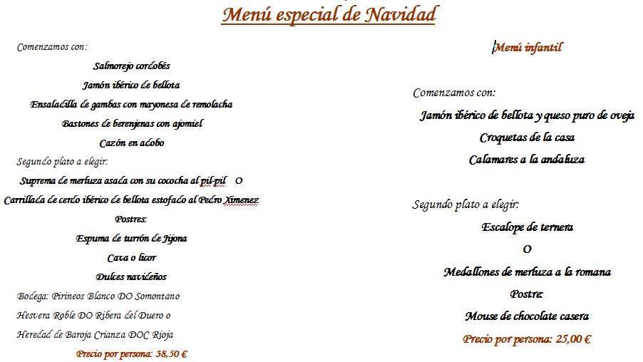 Menu at El Capataz steakhouse, Madrid