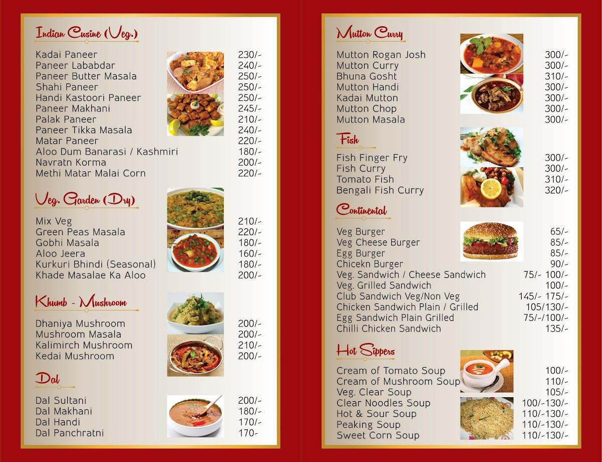 Menu at Hotel The Golden Apple, Lucknow