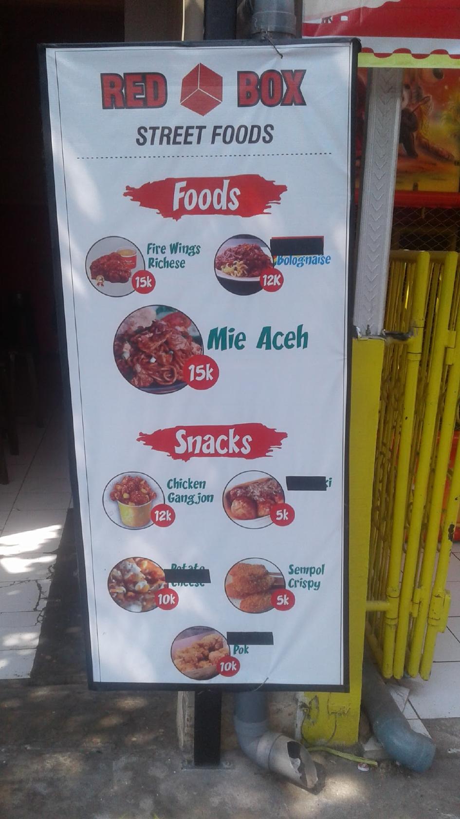 Menu at Red Box Street Foods, Tuban