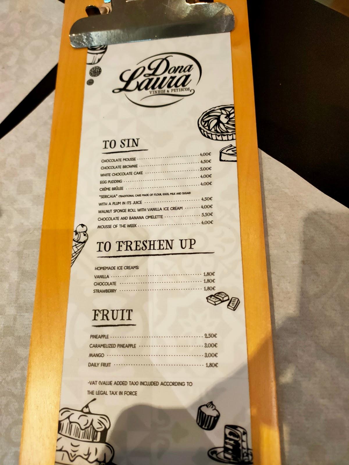 Menu em Dona Laura pub & Bar, Evora