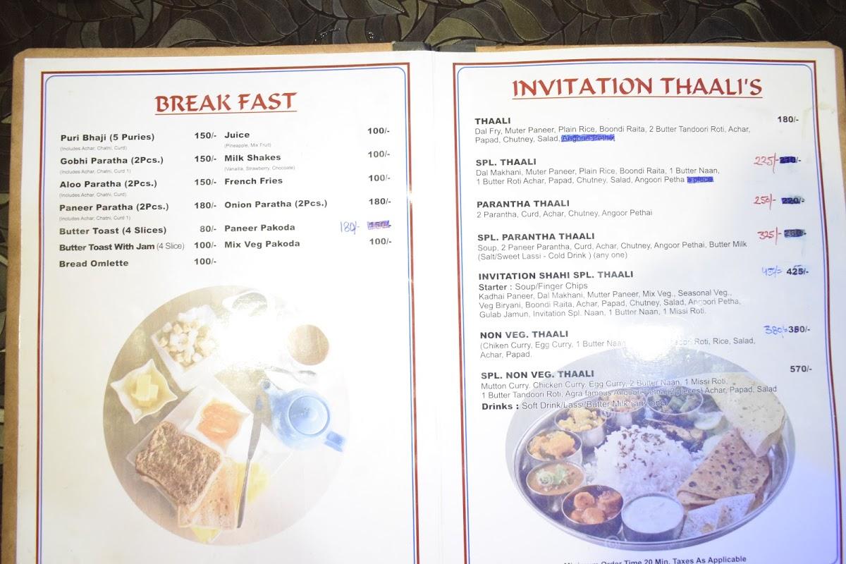 Menu at Invitation multi cuisine Restaurant, Agra