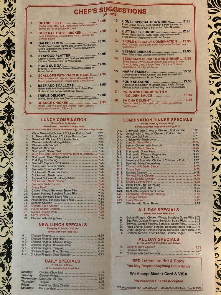 Menu at Main Garden Chinese Restaurant, Agawam