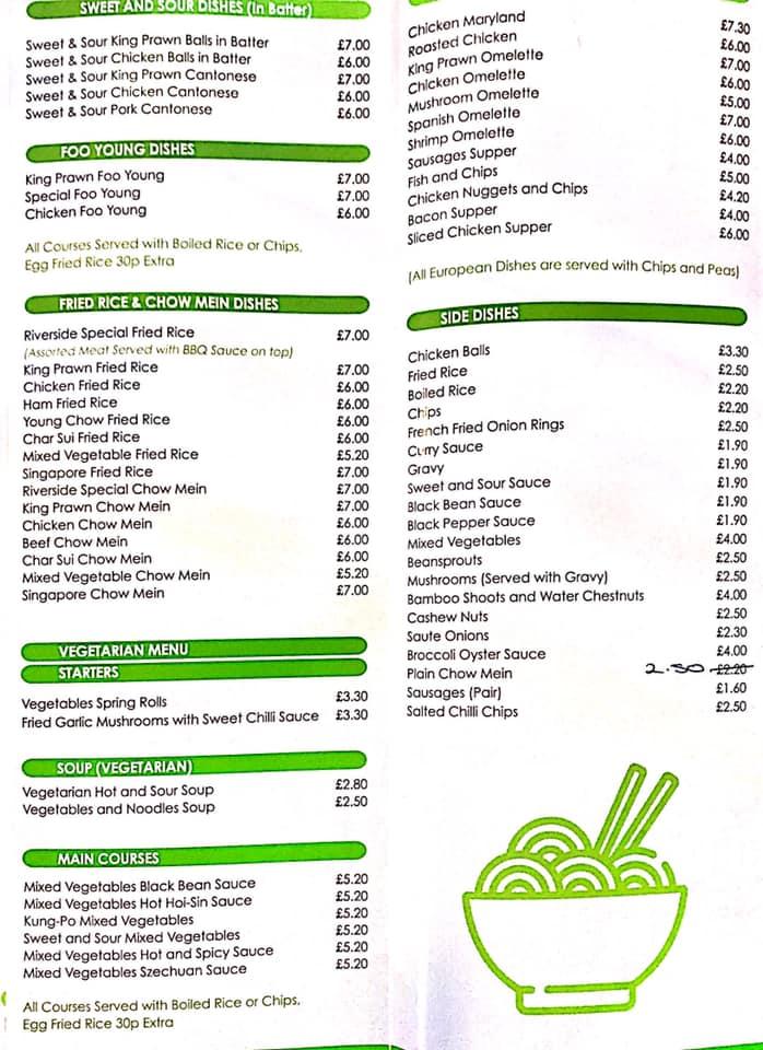 Menu at Riverside Chinese Restaurant, Omagh