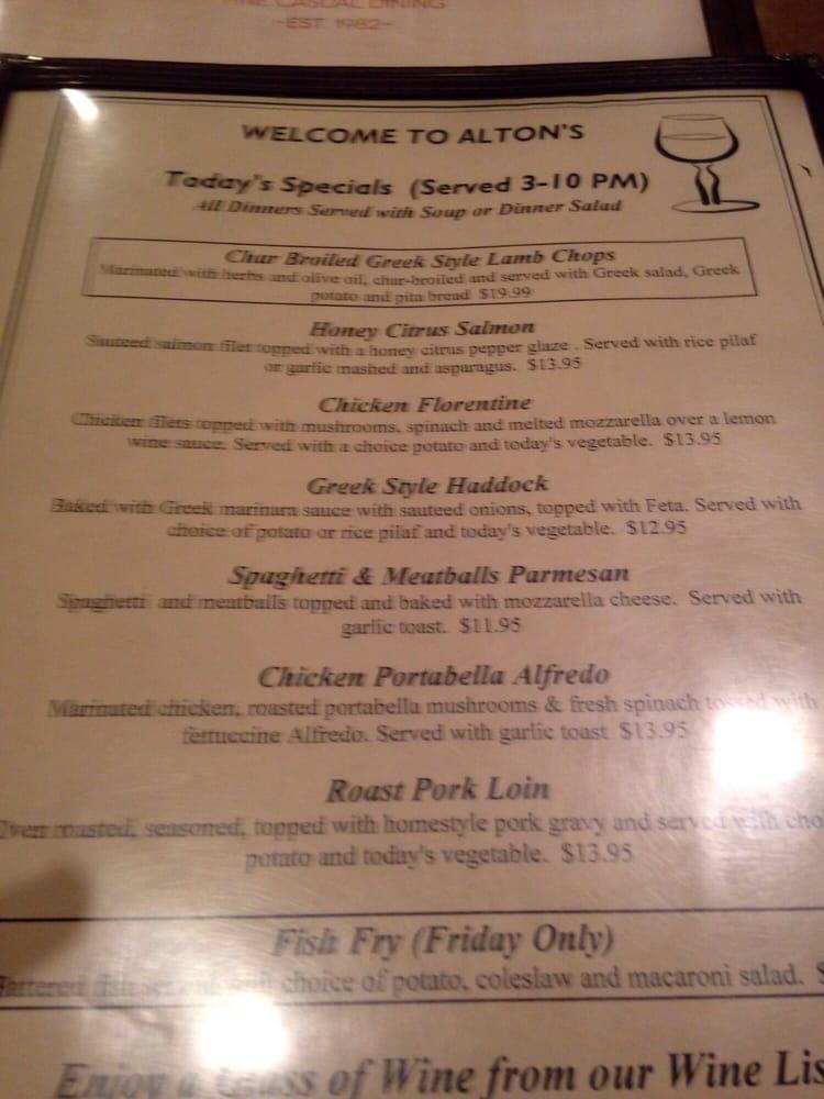 Menu at Alton's Restaurant - Cheektowaga, Buffalo, Walden Ave