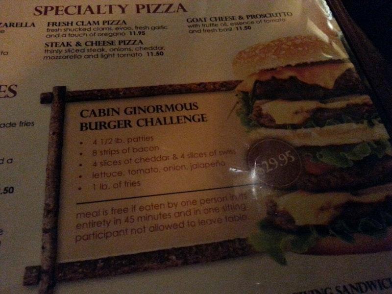 Menu at The Cabin Restaurant, White Plains