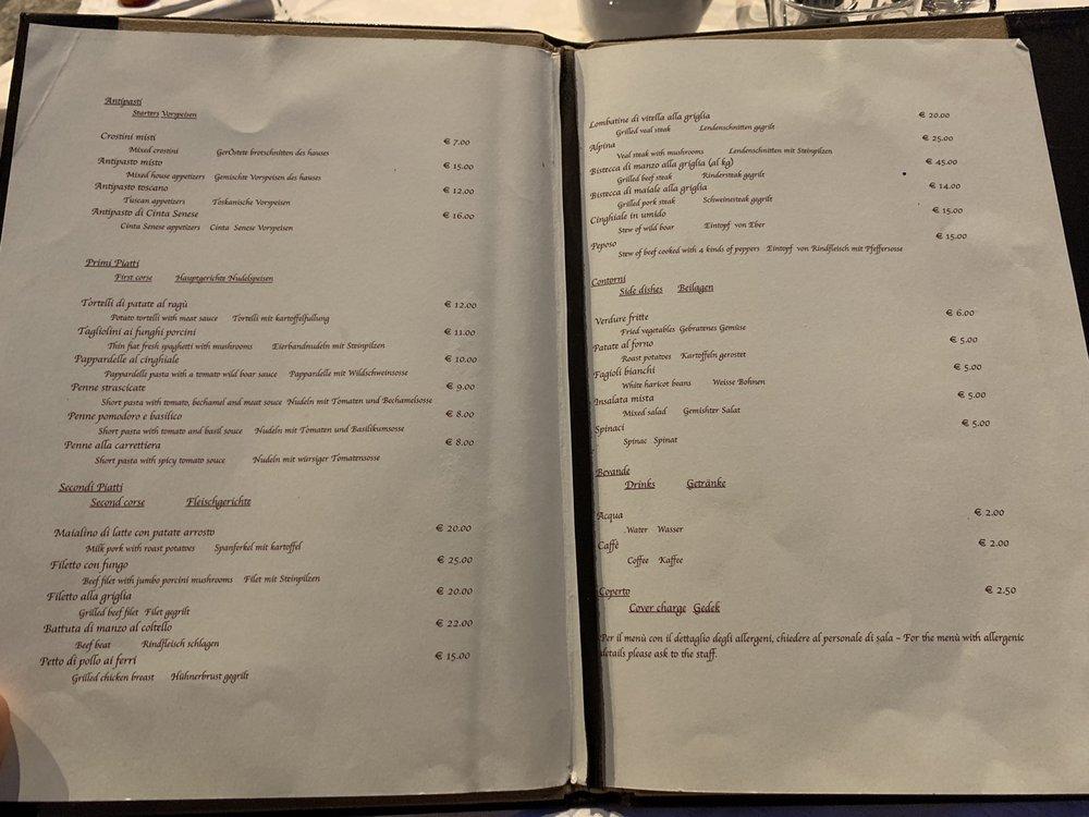 Menu da Ristorante Fattoria Il Palagio, Scarperia e San Piero
