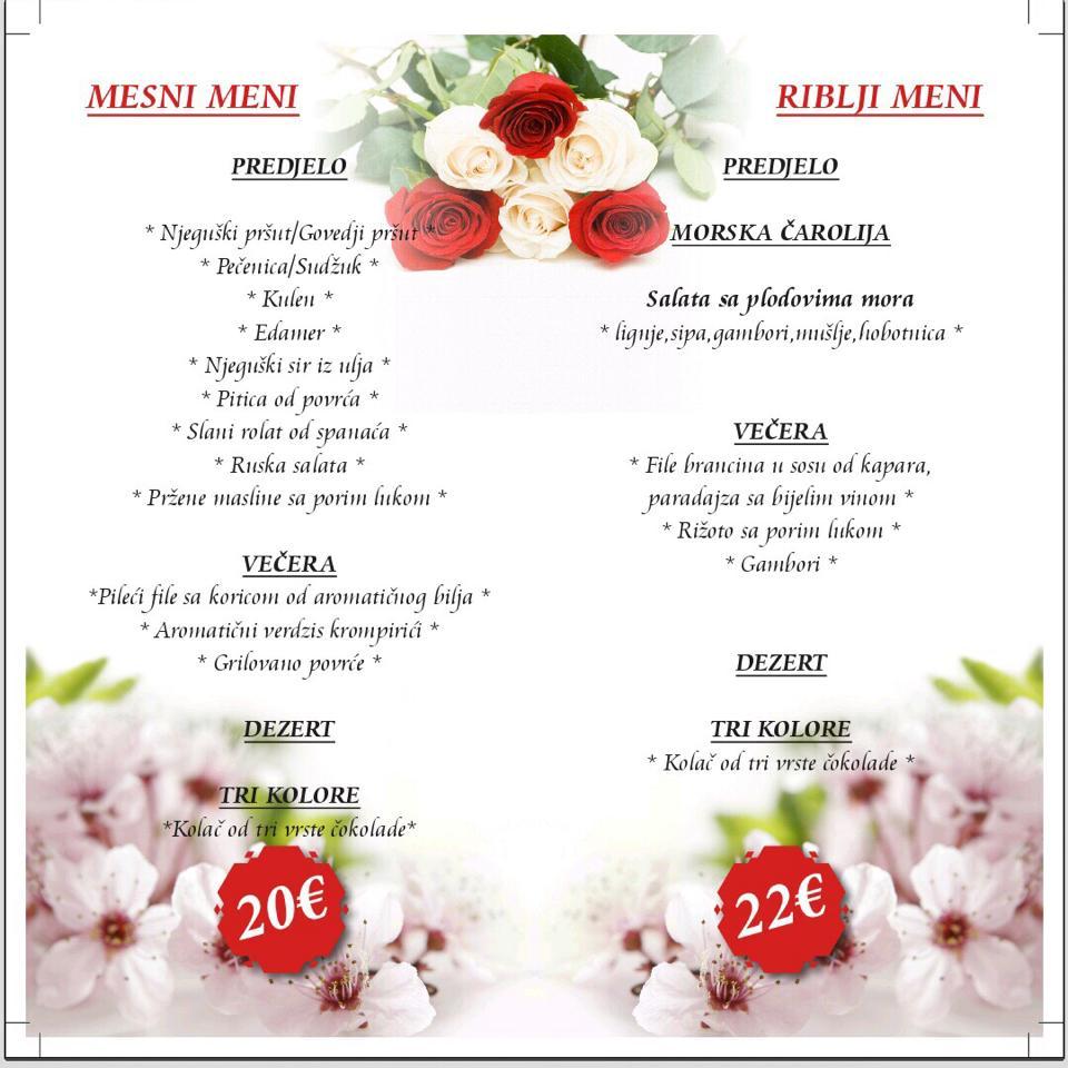Menu at Gradski Restoran restaurant, Bar