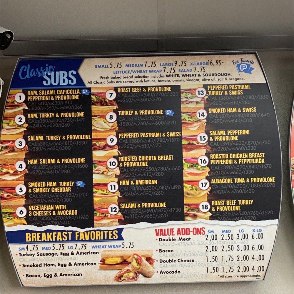 Menu at Port of Subs restaurant, Winnemucca