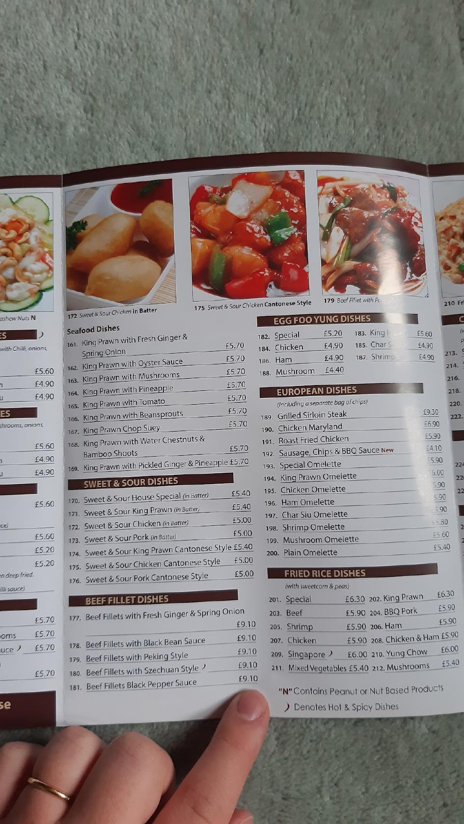 Menu at Taste of China restaurant, Bathgate