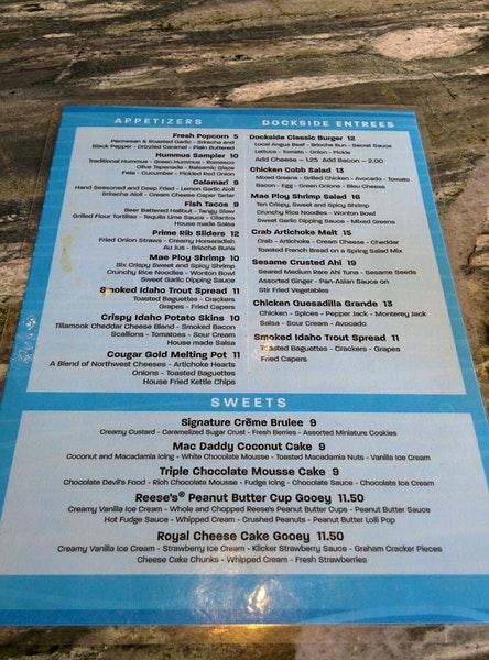 Menu at Whispers Lounge pub & bar, Coeur d'Alene
