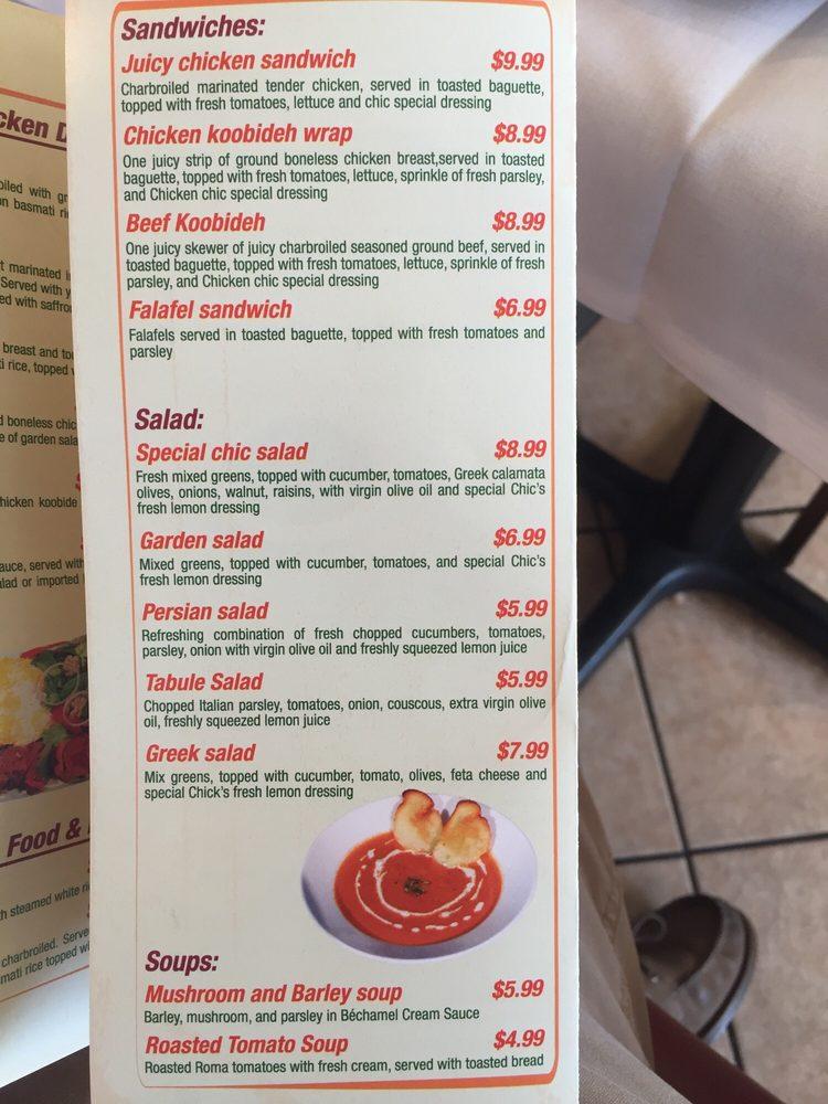Menu at Chicken Chick restaurant, Torrance