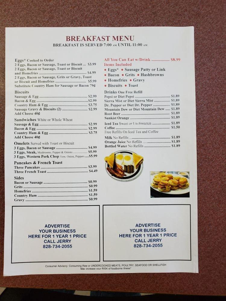 Menu at Highway 151 Restaurant, Candler