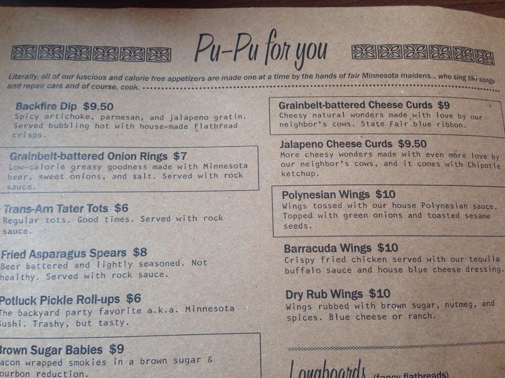 Menu at Psycho Suzi's Motor Lounge pub & bar, Minneapolis, Marshall St NE