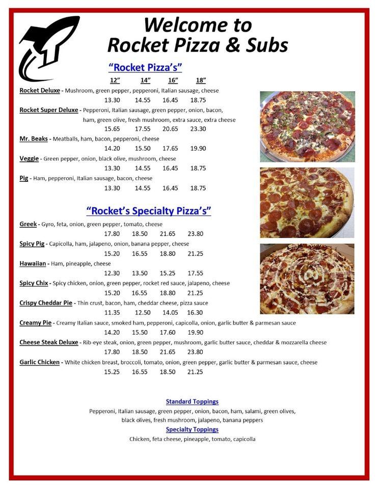 Menu at Rocket Pizza & Subs pizzeria, Muskegon