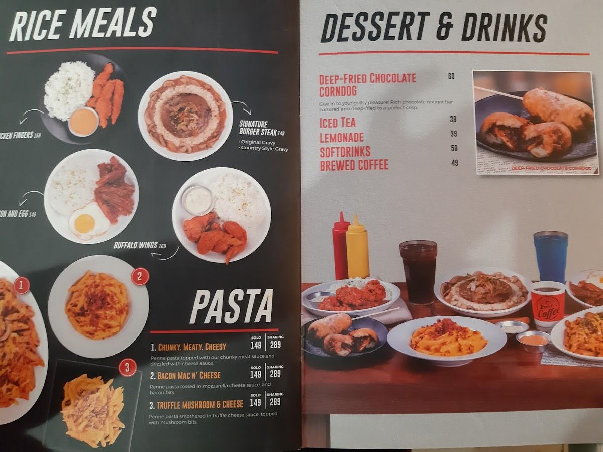 Menu at Zark's Burgers restaurant, San Pablo City