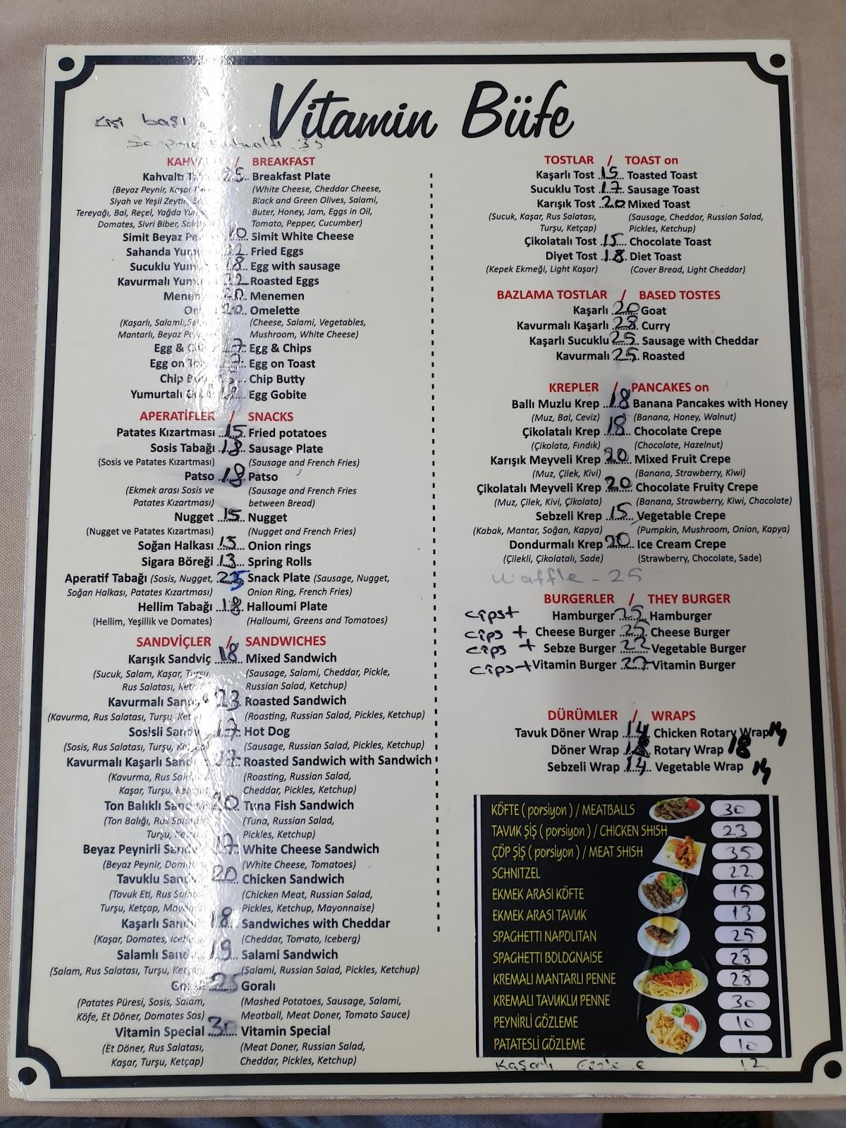 Menu at ÇALIŞ VİTAMİN BÜFE, Fethiye