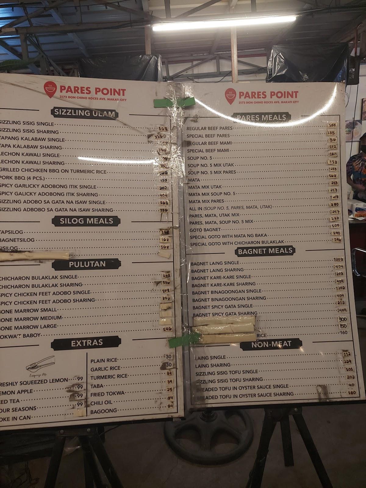 Menu at Pares Point The Original restaurant, Makati