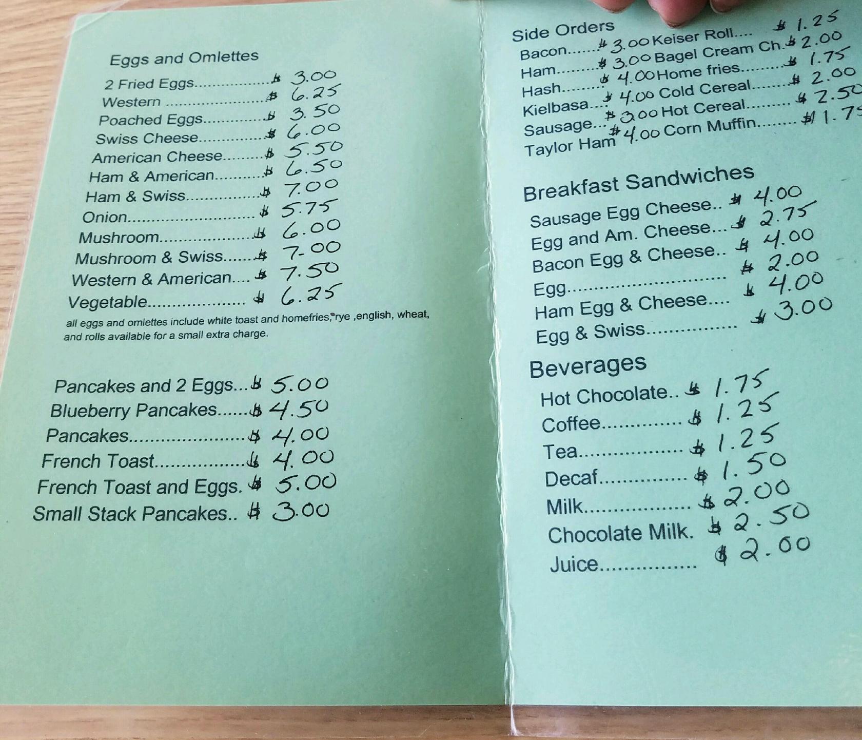 Menu at Robin Hood Diner restaurant, Livingston Manor
