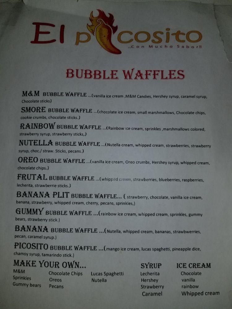 Carta del restaurante El Picosito, Houston, Hwy6 N