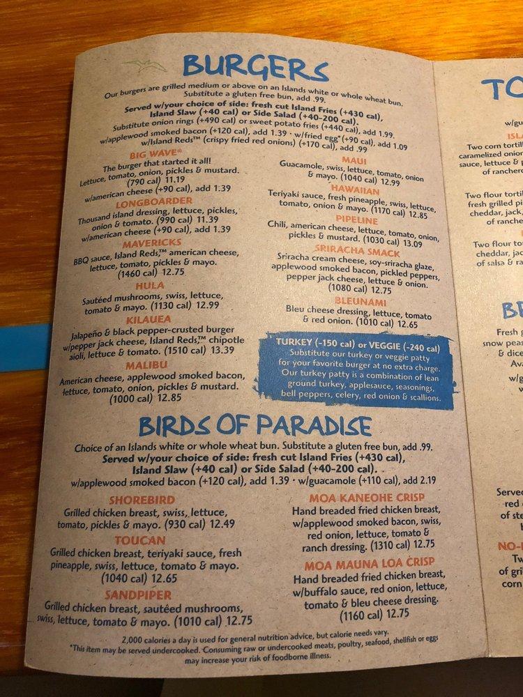 Menu at Islands Restaurant Irvine Culver, Irvine, Barranca Pkwy