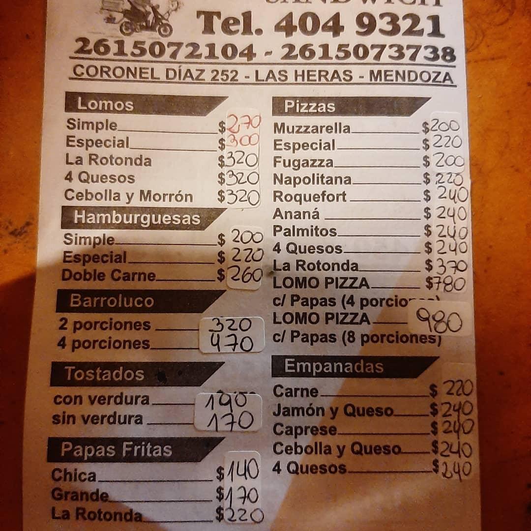 Menu at LA ROTONDA SANDWICH restaurant, Las Heras
