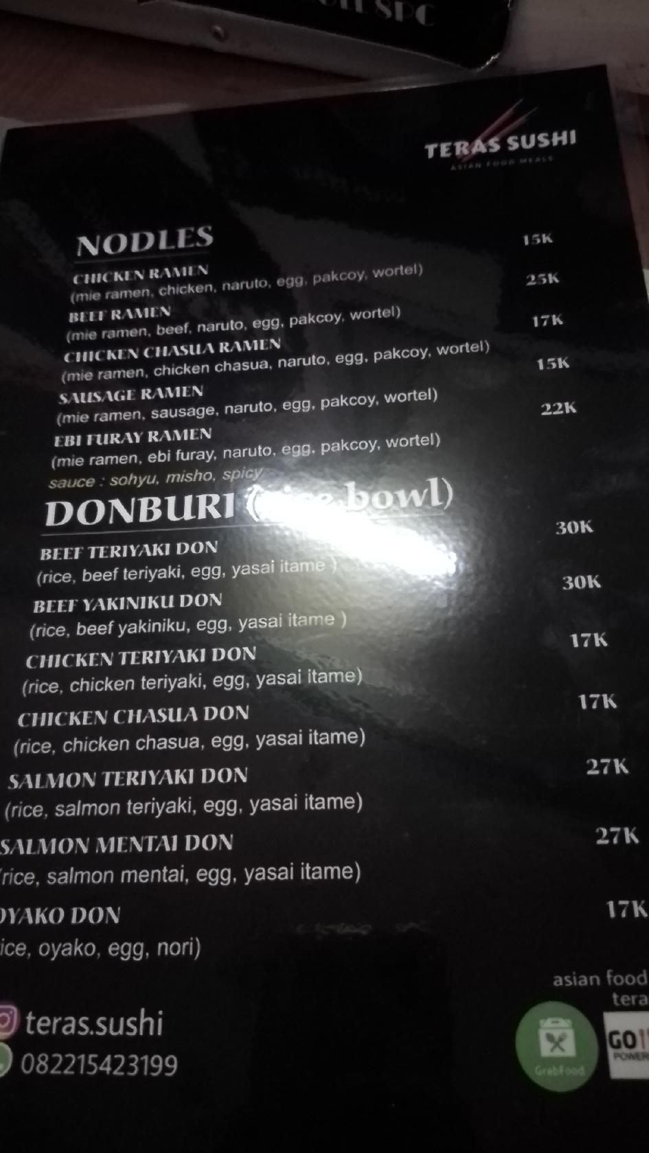Menu at TERAS SUSHI, Asian Food Meals restaurant, Bandung