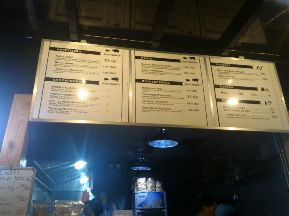 Menu at The Piggery fast food, Quezon City