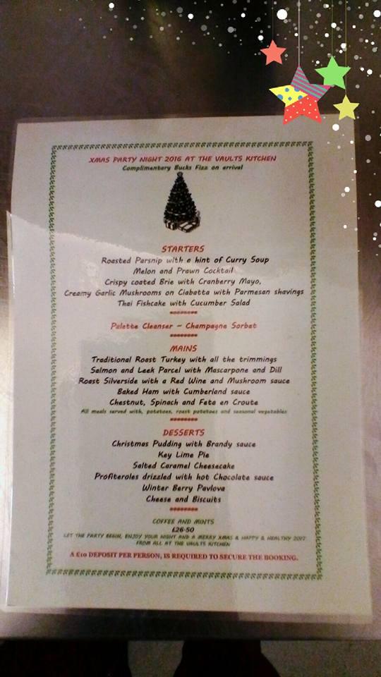 Menu at The Vaults pub & bar, Girvan