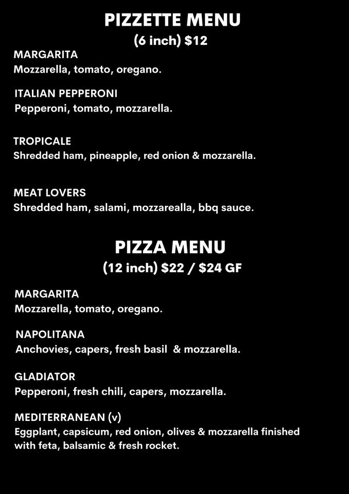 Menu at Little Italy cafe, Kingaroy