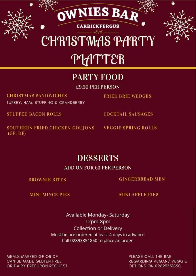 Menu at Ownies Bar and Bistro, Carrickfergus