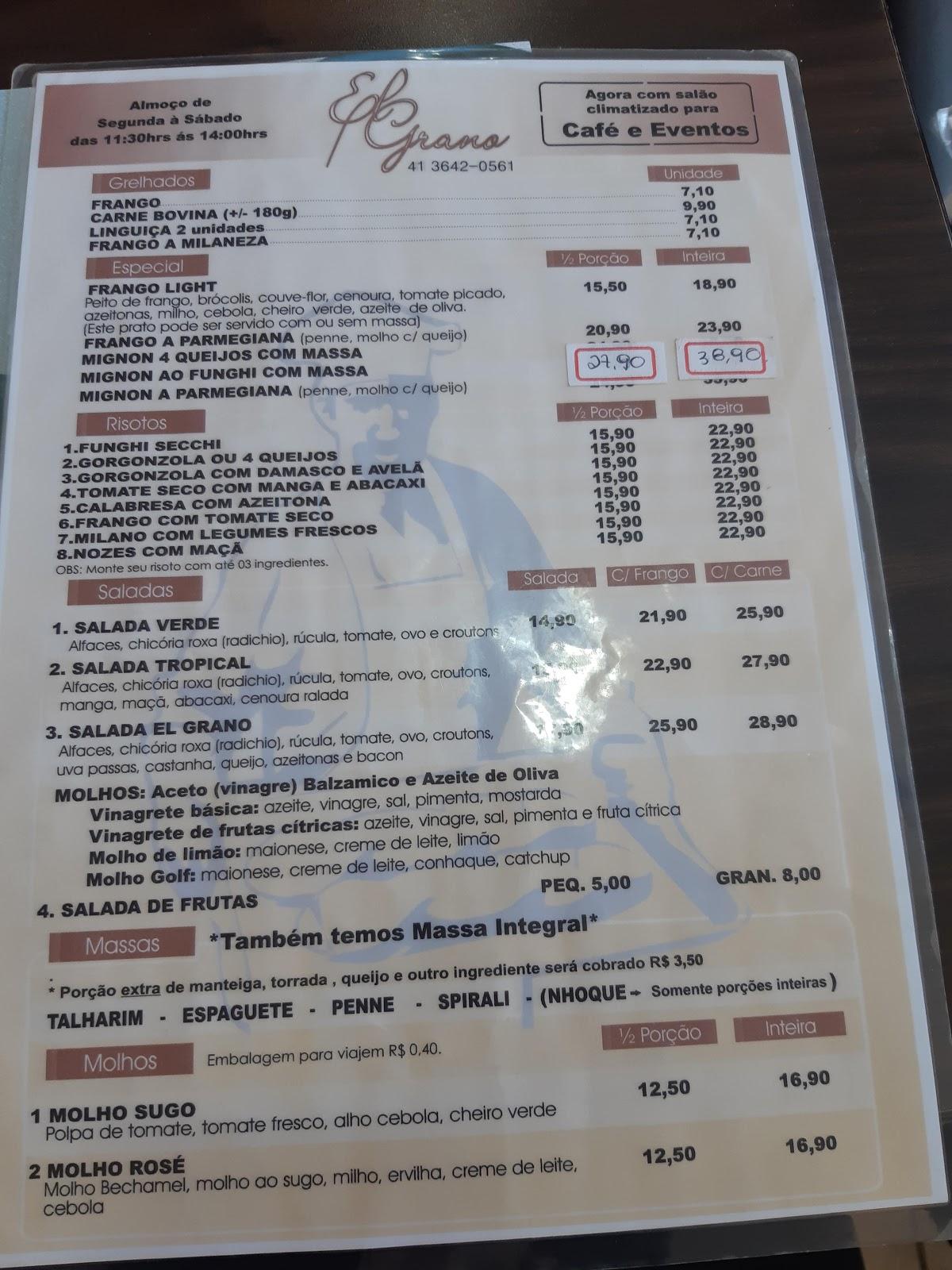 Menu em Panificadora E Confeitaria El Grano sobremesas, Araucária