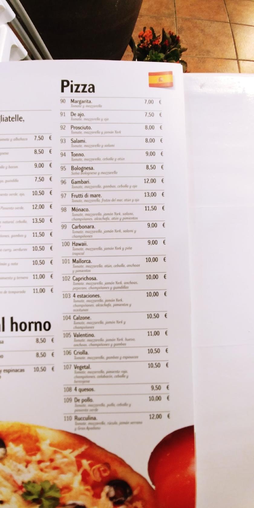 Menu at RESTAURANTE MÓNACO, Can Picafort