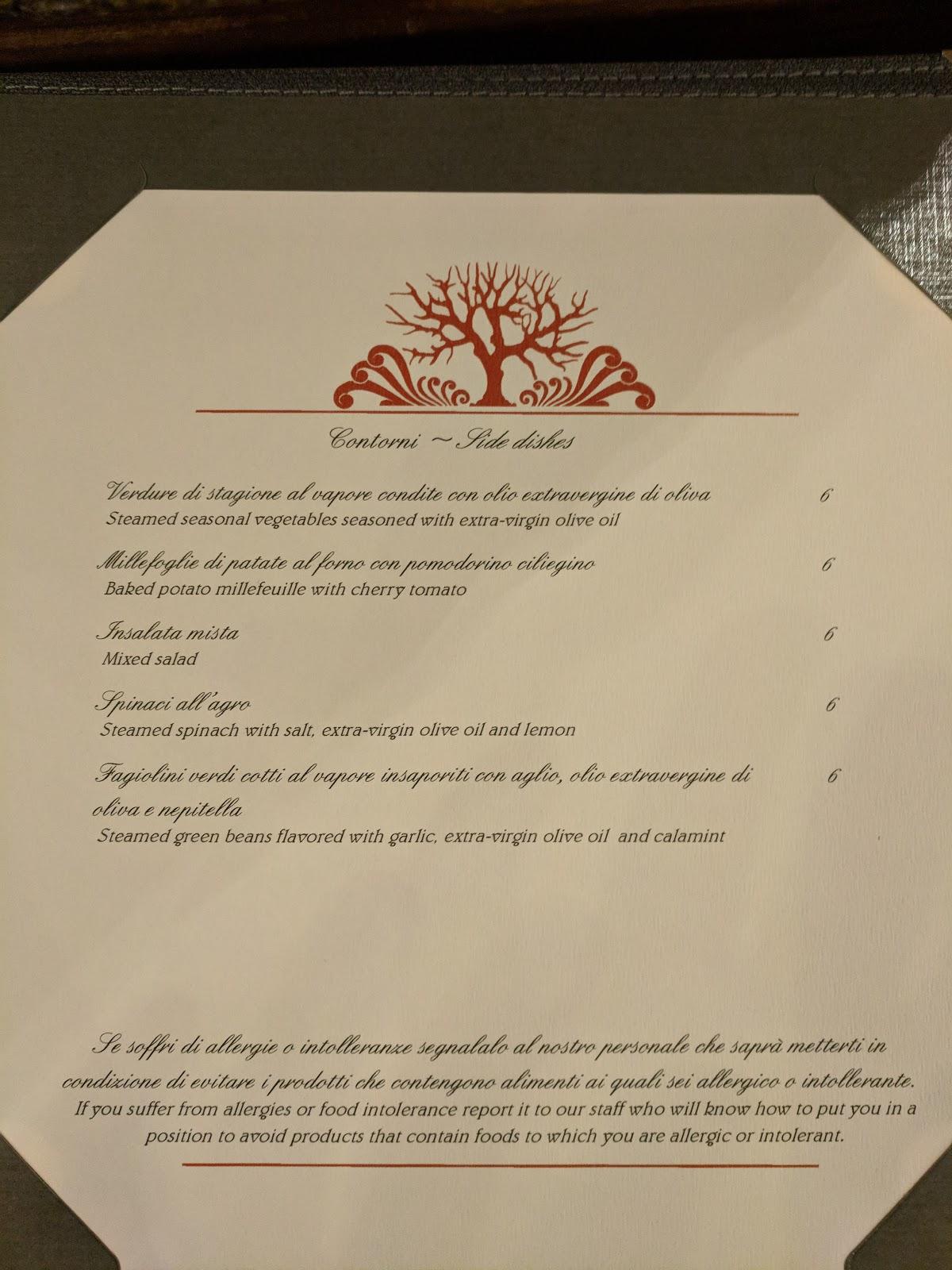 Menu da Ristorante Il Giardino, Montalcino