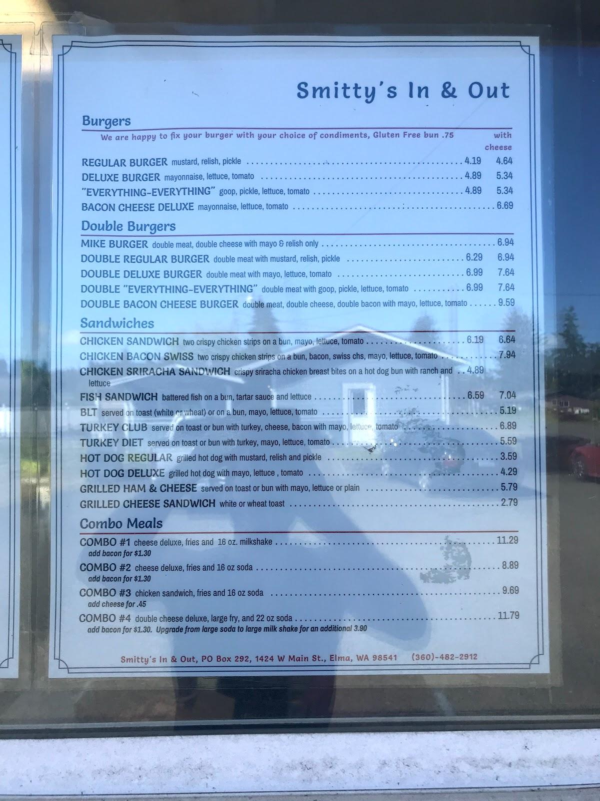 Menu at Smittys In & Out fast food, Elma