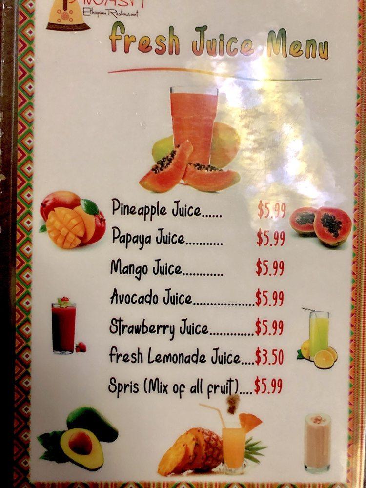 Menu at Awash Ethiopian Restaurant, Miami Gardens