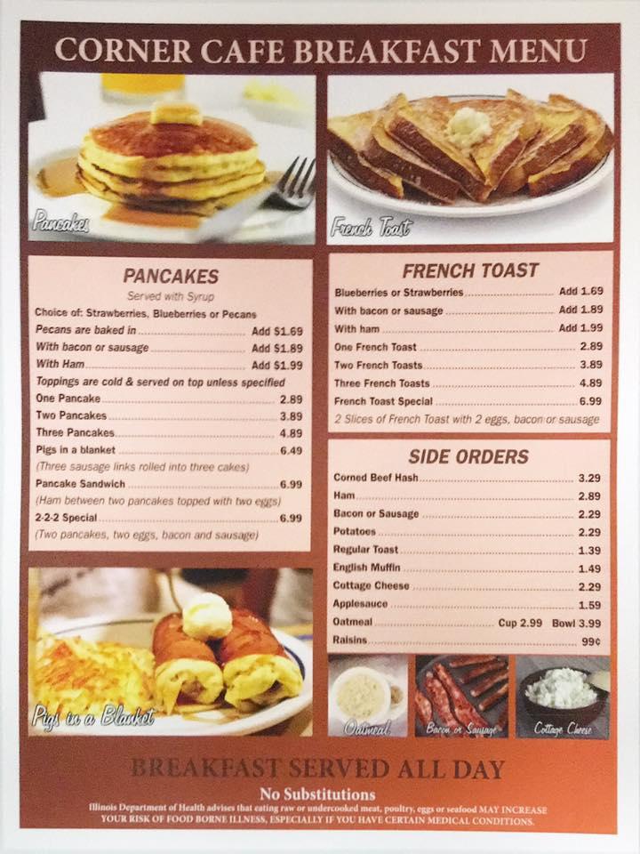 Menu at Corner Cafe, Greenville, 111 N 3rd St