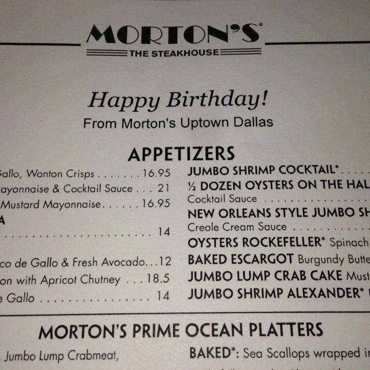 Menu at Morton's The Steakhouse, Dallas, McKinney Ave Suite 200