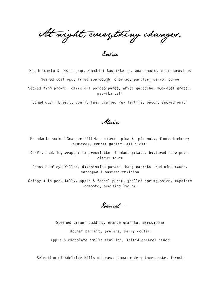 Menu at The Establishment 1858 restaurant, Hahndorf, 90 Mount Barker Rd
