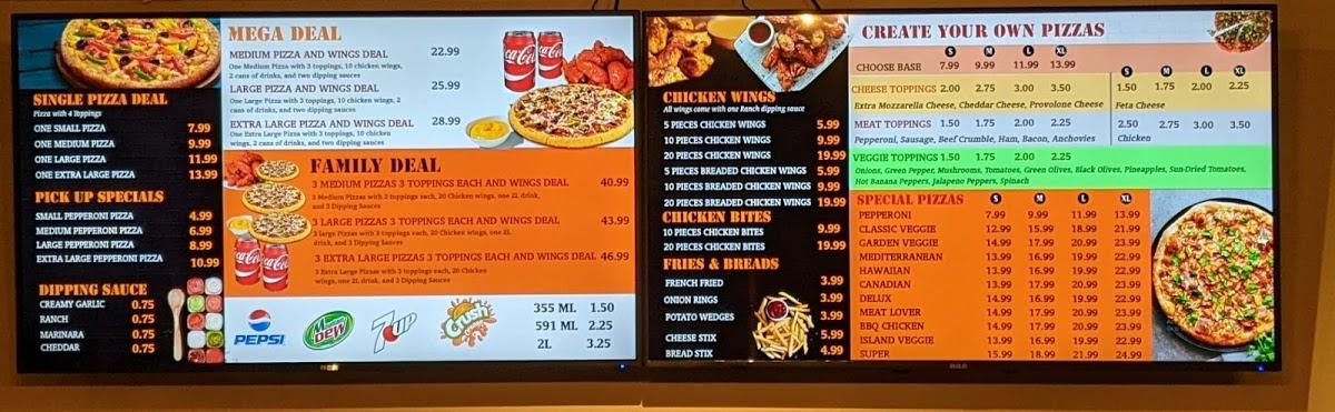 Menu at Pizza Den pizzeria, Oakville