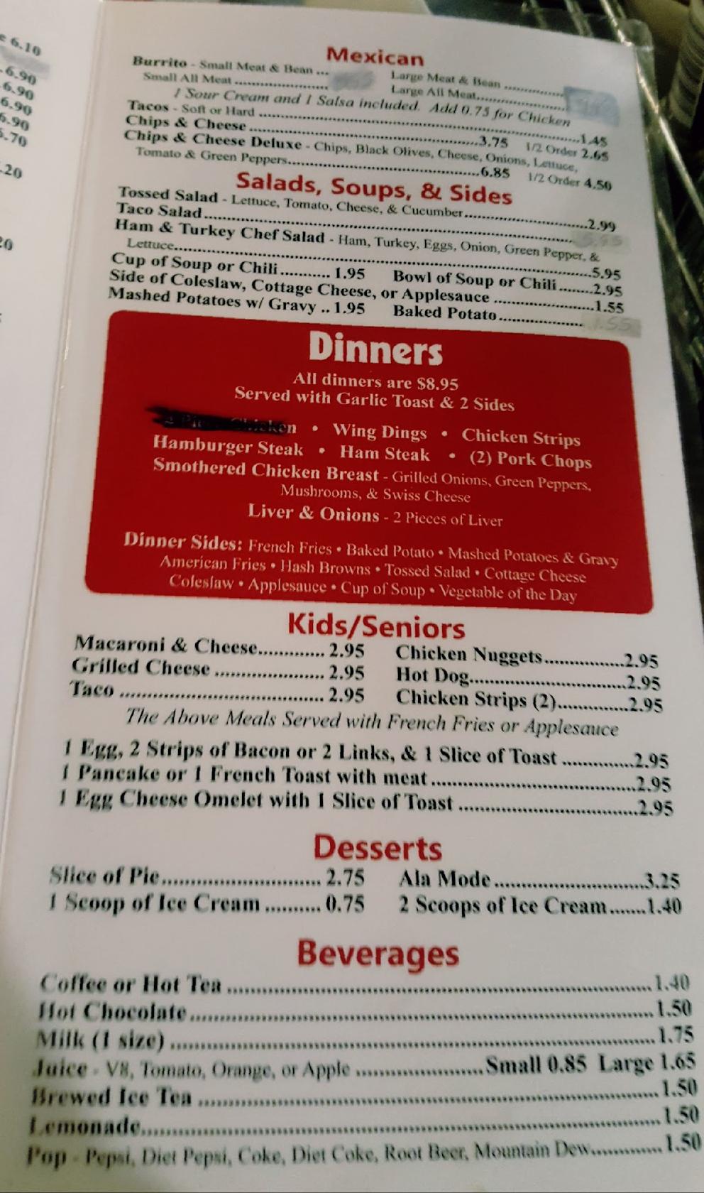 Menu at Abbey's Gab'N Shack restaurant, Belding, 401 W Main St
