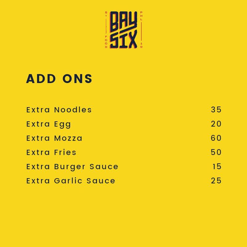 Menu at Bay 6 Street Food restaurant, Quezon City, 138 Sct. Chuatoco St