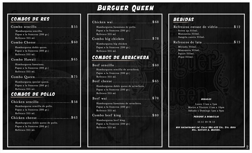 Menu at Burguer Queen Mx restaurant, Tlalnepantla de Baz