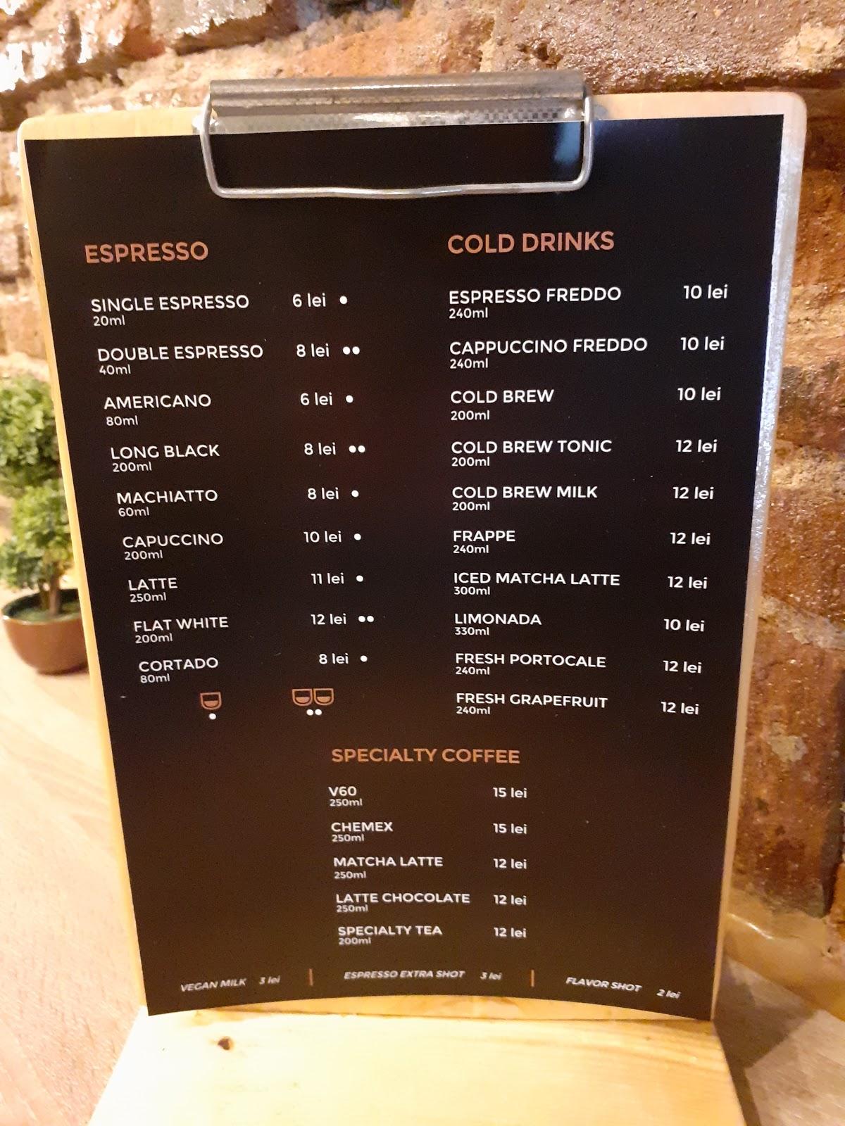 Menu at LACAFEI SPECIALTY COFFEE, Sibiu