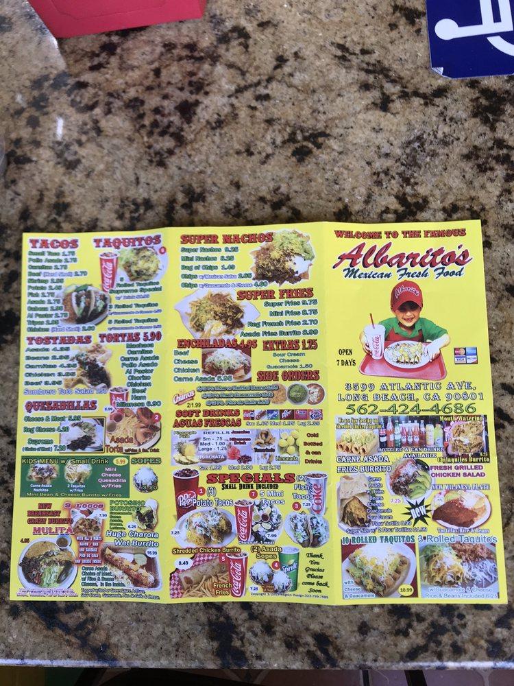 Menu at Albarito's Mexican Fresh Food, Long Beach