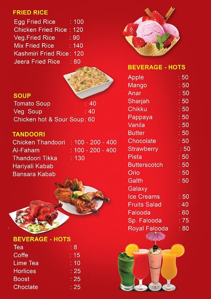 Menu at Hotel Big Broast, Omassery