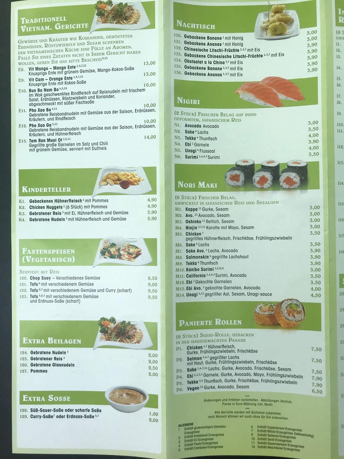 Carta de Enjoy Me Asia Restaurant in Einbeck, Einbeck