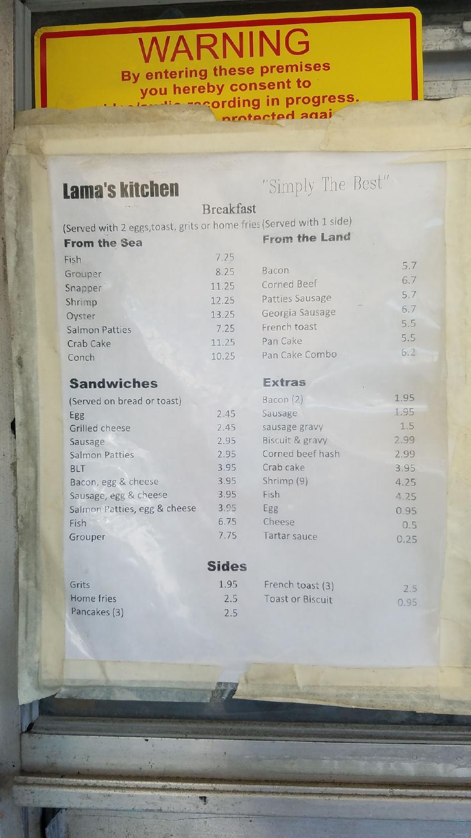 Menu at Lama’s Kitchen and more restaurant, Fort Pierce