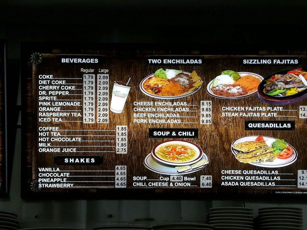 Menu at Ray's Ranch Cafe, Riverside