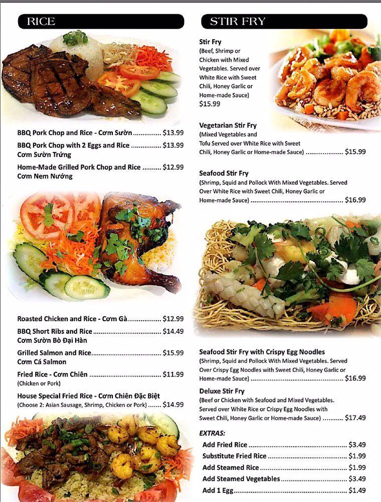 Menu at Regina Pho Restaurant, Regina