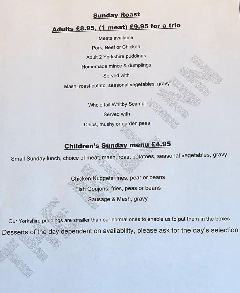 Menu at The Mill Inn pub & bar, Houghton le Spring, Durham Rd